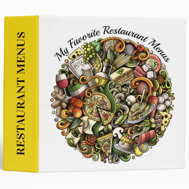 My Fav Restaurant Menus Binder - See Back | Zazzle