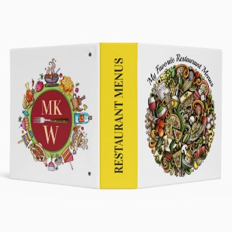 My Fav Restaurant Menus Binder - See Front | Zazzle