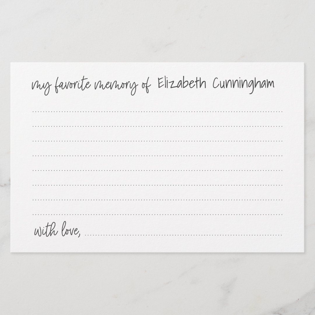 My Favorite Memory Funeral Modern Attendance Card | Zazzle
