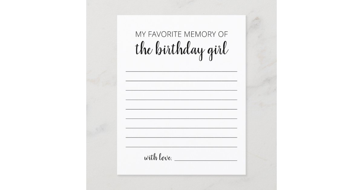 My Favorite Memory Of The Birthday Girl | Zazzle