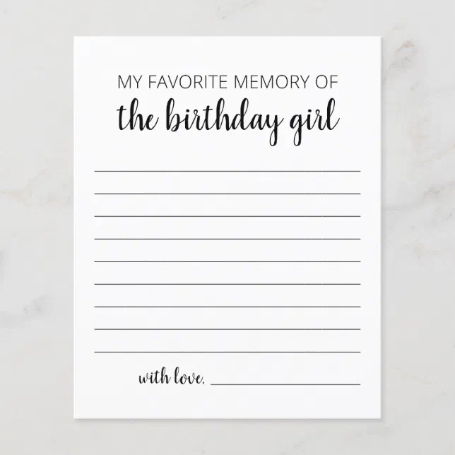 My Favorite Memory Of The Birthday Girl | Zazzle