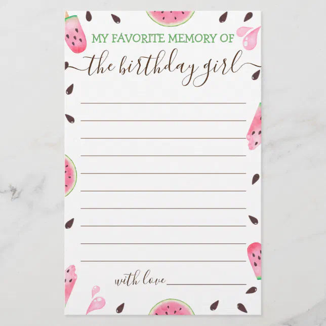 My Favorite Memory Of The Birthday Girl Card | Zazzle