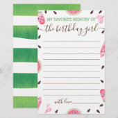 My Favorite Memory Of The Birthday Girl Card | Zazzle