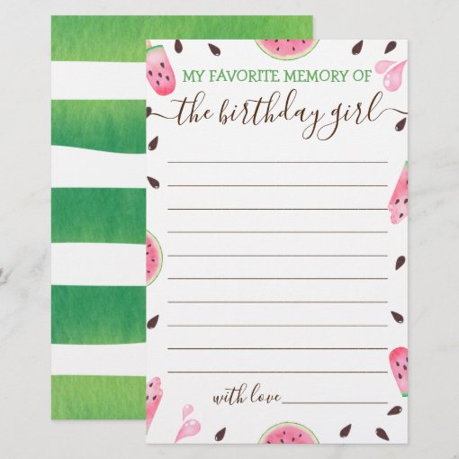 My Favorite Memory Of The Birthday Girl Card | Zazzle