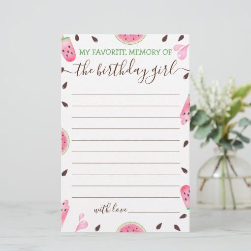 My Favorite Memory Of The Birthday Girl Card | Zazzle
