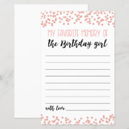 My Favorite memory of the Birthday girl Party game | Zazzle