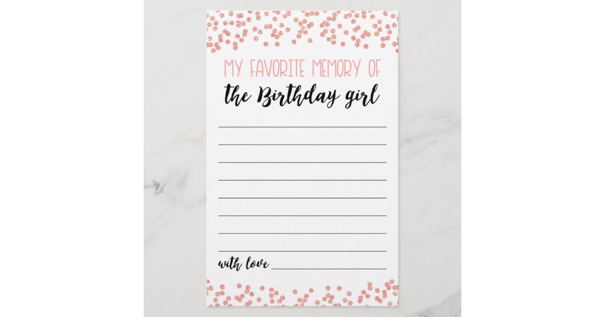 My Favorite memory of the Birthday girl Party game | Zazzle