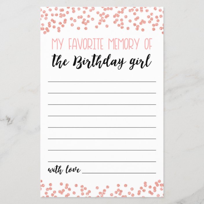 My Favorite memory of the Birthday girl Party game | Zazzle.com