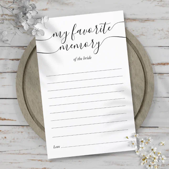 My Favorite Memory Shower Game Card | Zazzle
