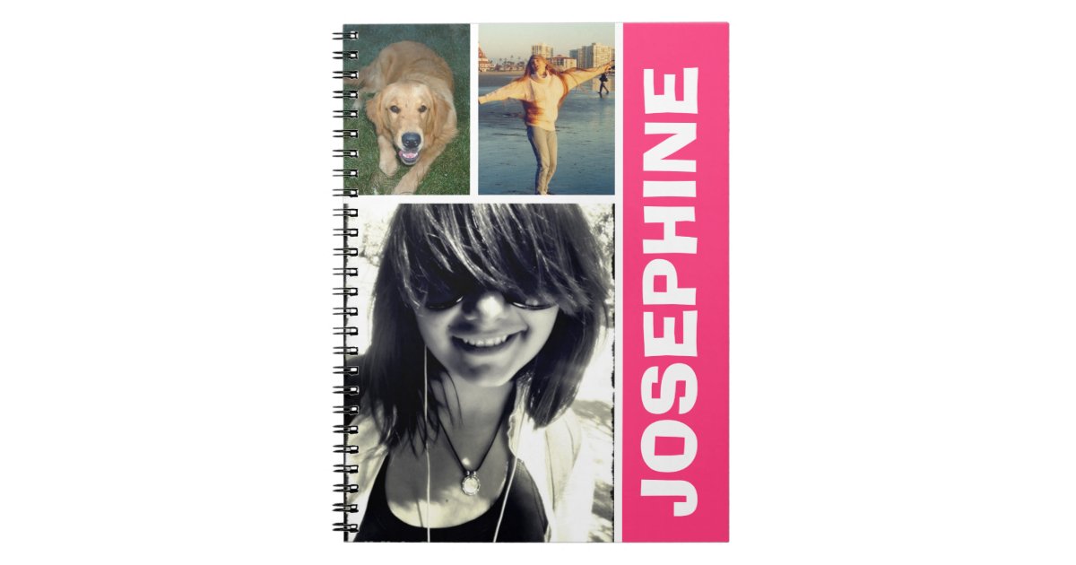 My favorite things hot pink photo collage journal | Zazzle