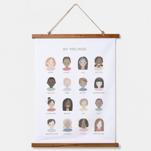 My Feelings Emotions Chart Classroom Decor Hanging Tapestry | Zazzle
