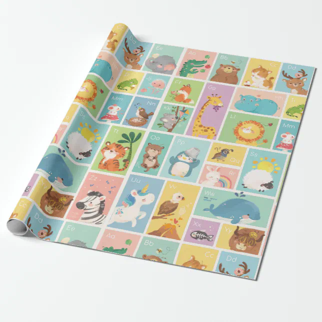 My First Alphabet ABC Animals Wrapping Paper | Zazzle