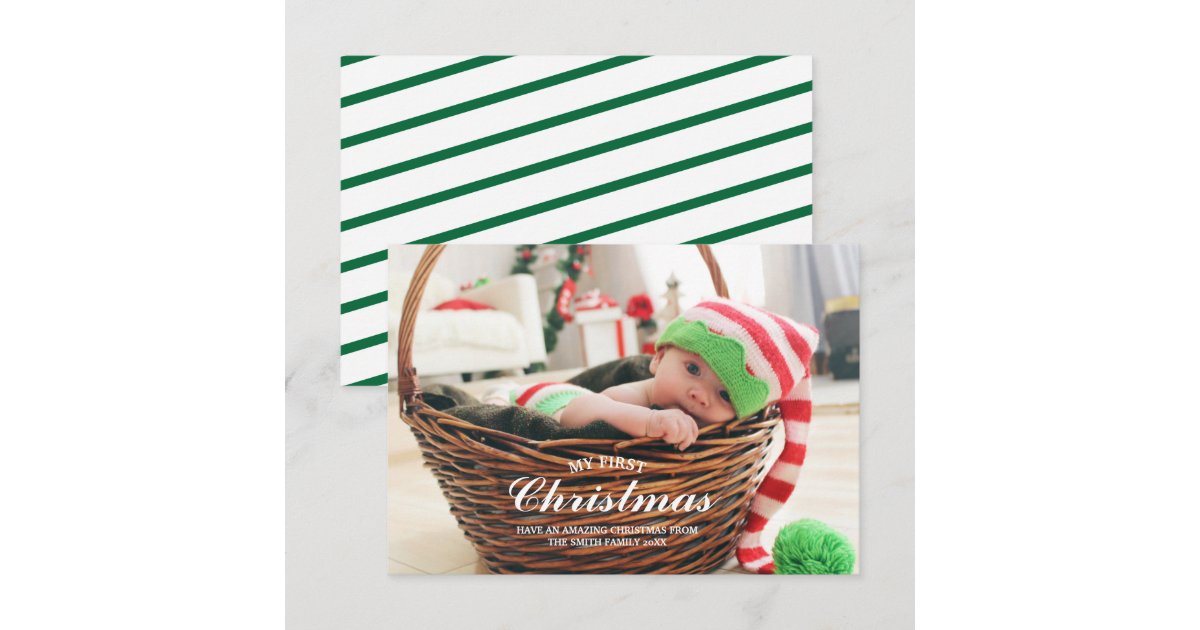My First Christmas Baby 1st Holidays Photo Card | Zazzle