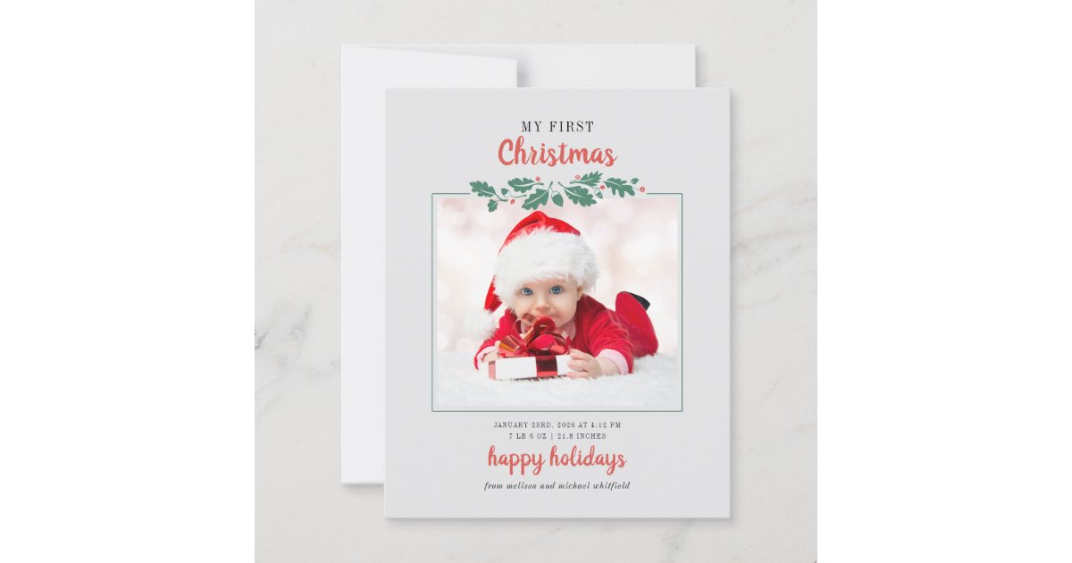 My First Christmas Baby Photo Holiday Card | Zazzle