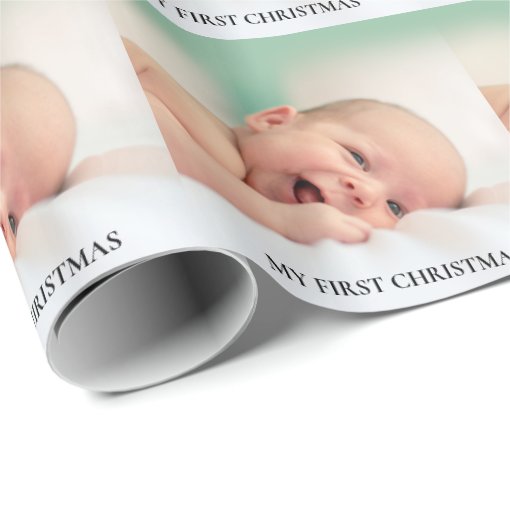 My First Christmas Baby Photo Personalized Wrapping Paper | Zazzle