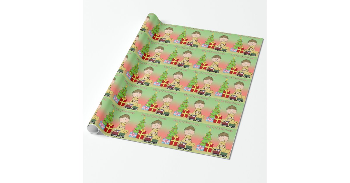 My First Christmas Boy Wrapping Paper | Zazzle