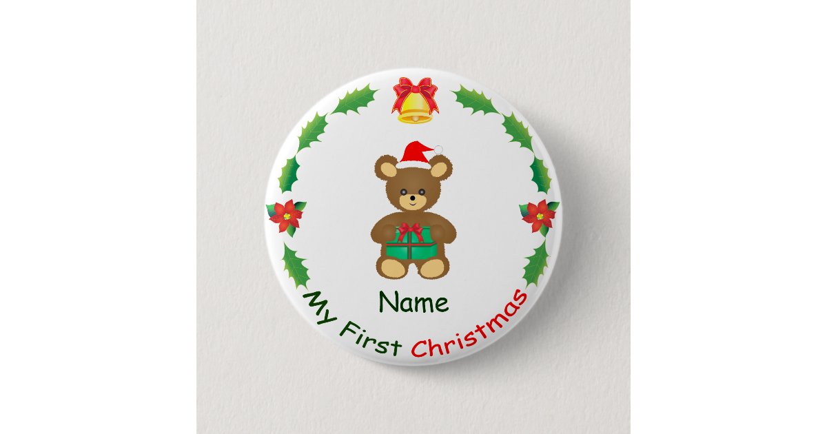 My First Christmas Pinback Button | Zazzle