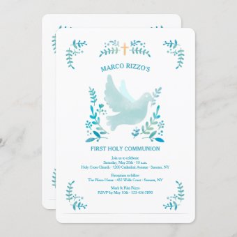 My First Communion Blue Invitation | Zazzle