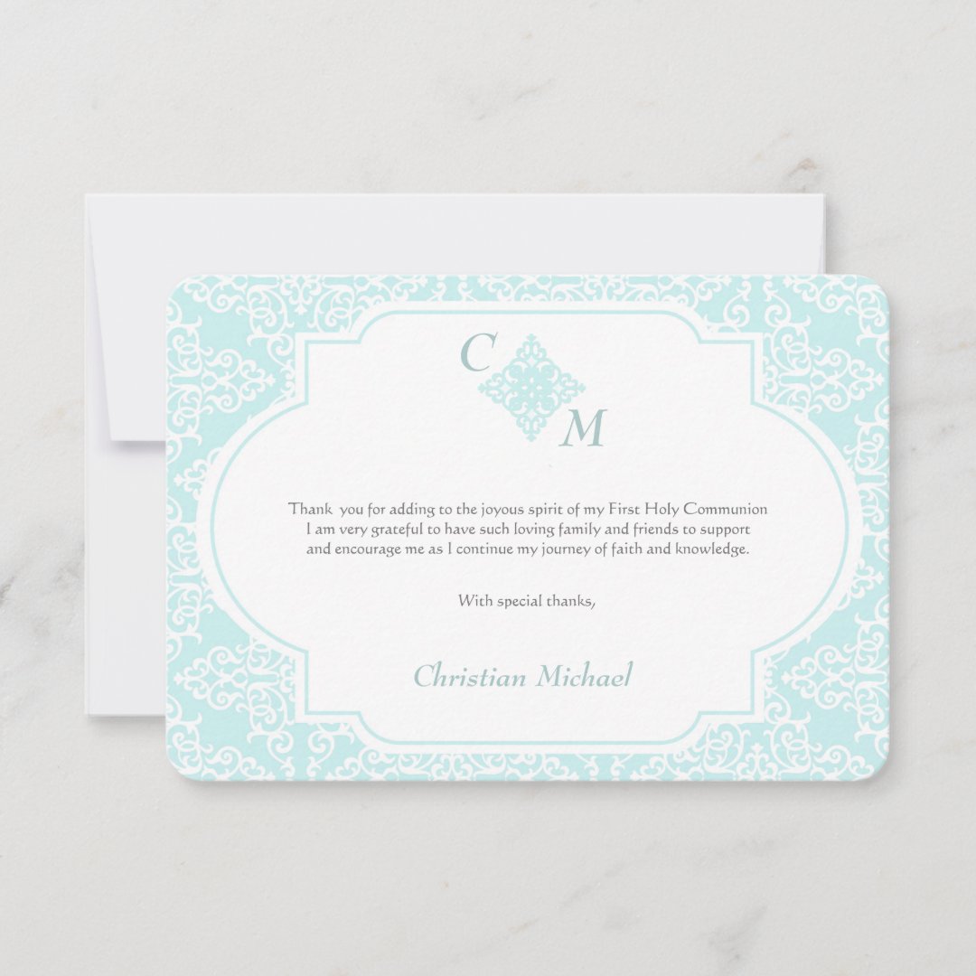 My First Communion Blue Thank You Card | Zazzle