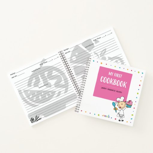 "MY FIRST COOKBOOK" Personalized Kids Recipe Book | Zazzle