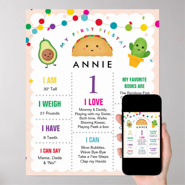 My First Fiesta Birthday Girl 1 Year Old Sign | Zazzle