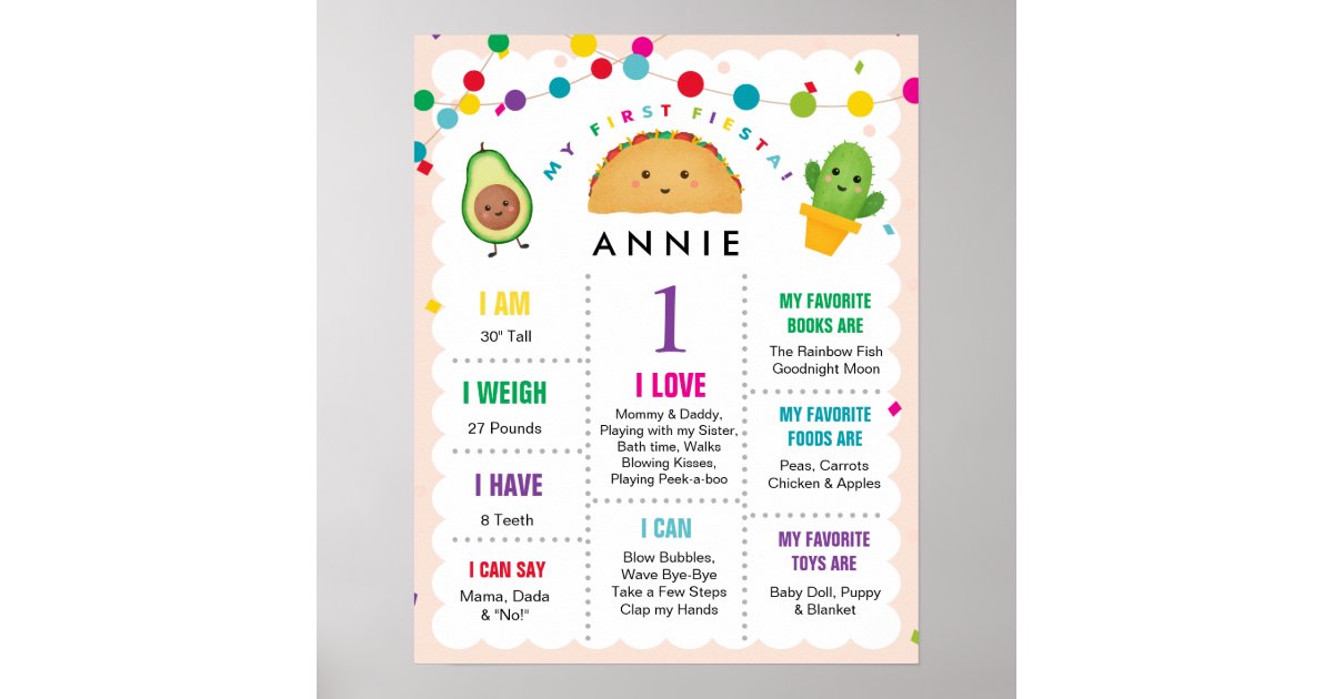 My First Fiesta Birthday Girl 1 Year Old Sign | Zazzle