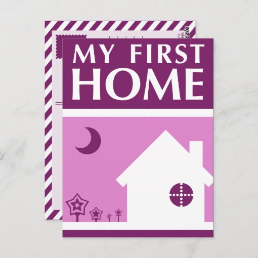 my first home (mod mauve) postcard | Zazzle