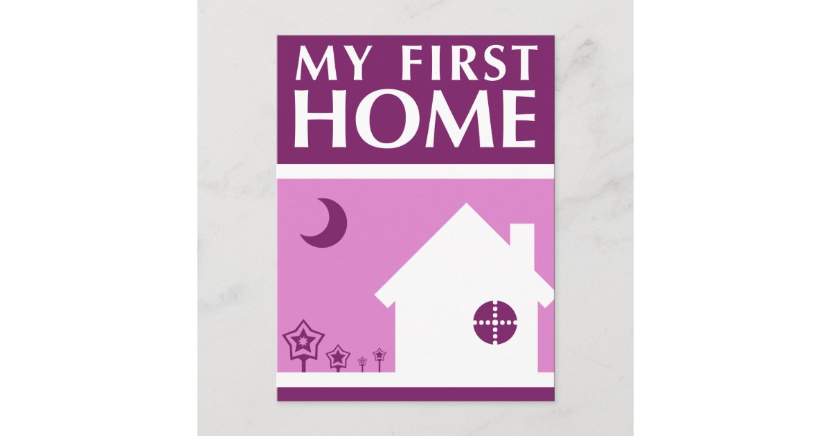 my first home (mod mauve) postcard | Zazzle