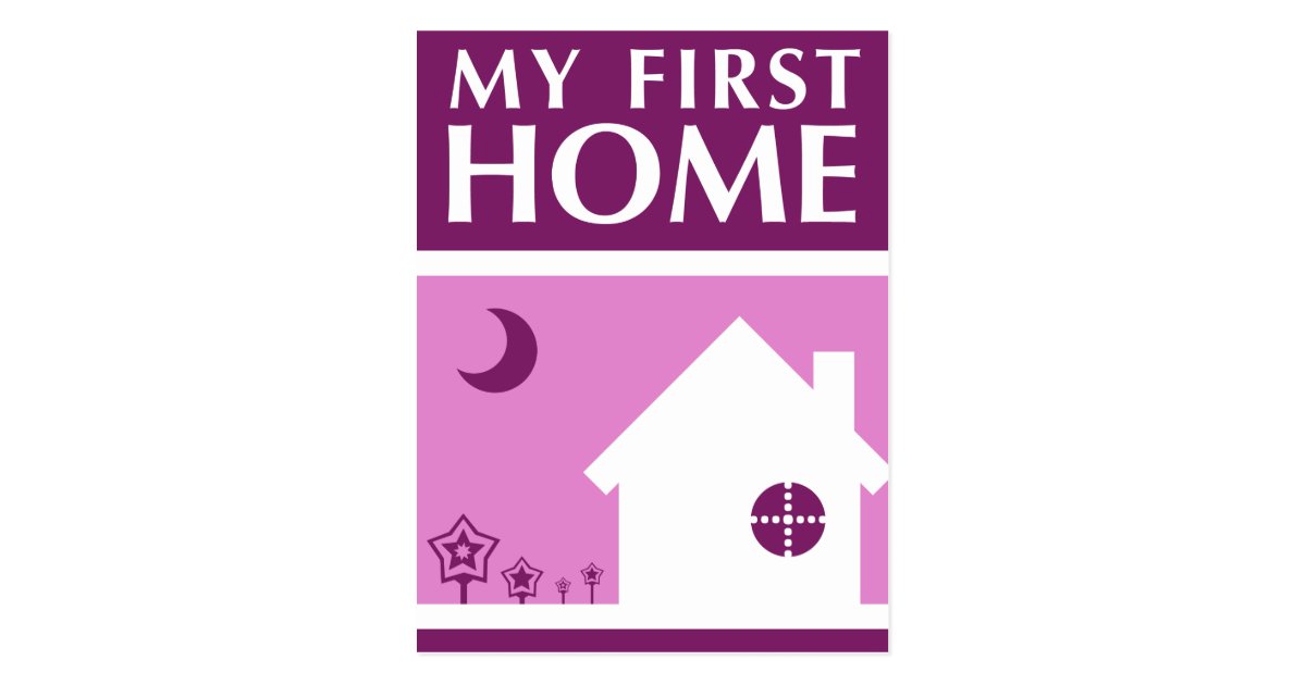 my first home (mod mauve) postcard | Zazzle.com