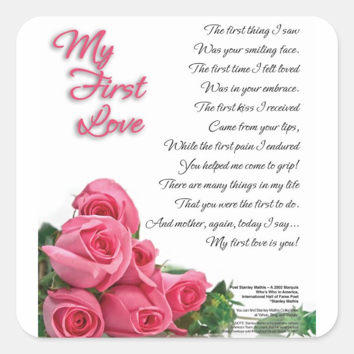 My First Love Poetry Art By Stanley Mathis Square Sticker | Zazzle.com