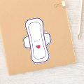 My First Period Cute Cartoon Menstrual Pad Heart Sticker | Zazzle