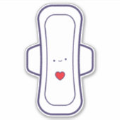My First Period Cute Cartoon Menstrual Pad Heart Sticker | Zazzle