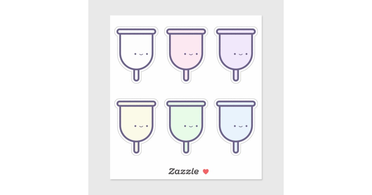 My First Period Cute Rainbow Menstrual Cups Sticker | Zazzle