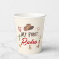 My First Rodeo Cowboy 1st First Birthday Paper Cups | Zazzle