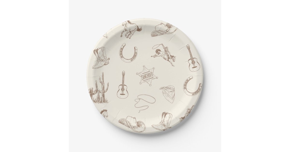 My First Rodeo Cowboy Birthday 7” Round Plate | Zazzle