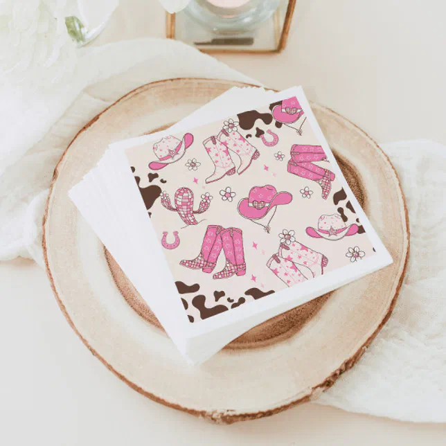 My First Rodeo Cowgirl pink birthday party Napkins | Zazzle