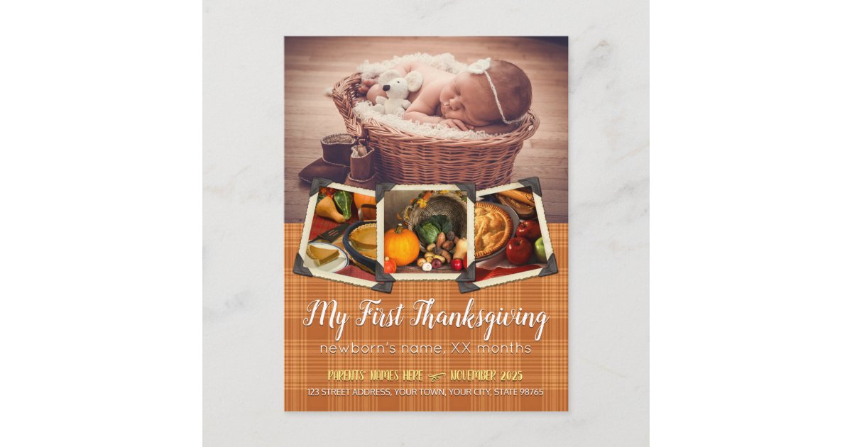 My First Thanksgiving Baby Instagram Autumn Fall Holiday Postcard | Zazzle