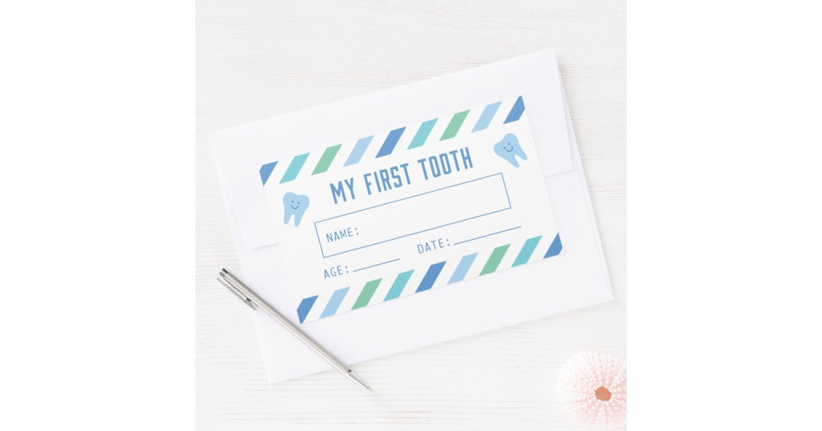 My First Tooth Keepsake Boy Rectangular Sticker | Zazzle