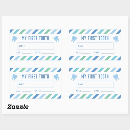 My First Tooth Keepsake Boy Rectangular Sticker | Zazzle
