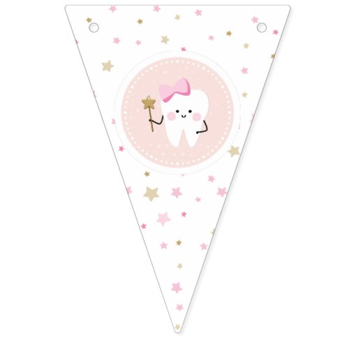 My First Tooth Party Decoration Pink Bunting Flags | Zazzle