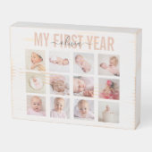 My First Year Baby Girl 12 Photo Collage Wooden Box Sign | Zazzle