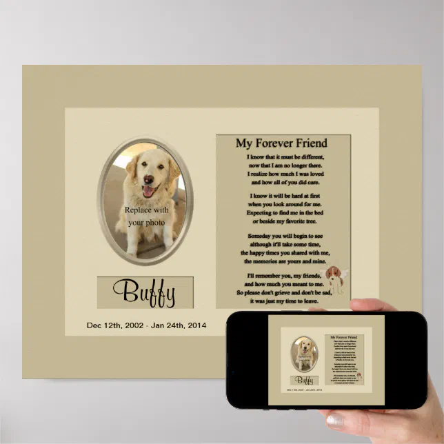 My Forever Friend Dog Memorial Poster | Zazzle