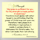 My grace is sufficient for you Bible Quote Prayer Poster | Zazzle