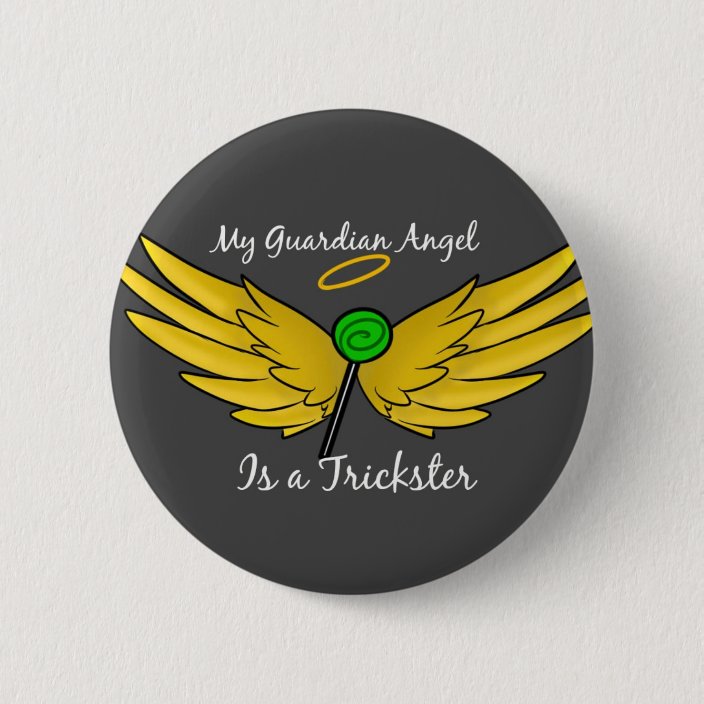"My Guardian Angel is a Trickster" Gabriel Button | Zazzle.com