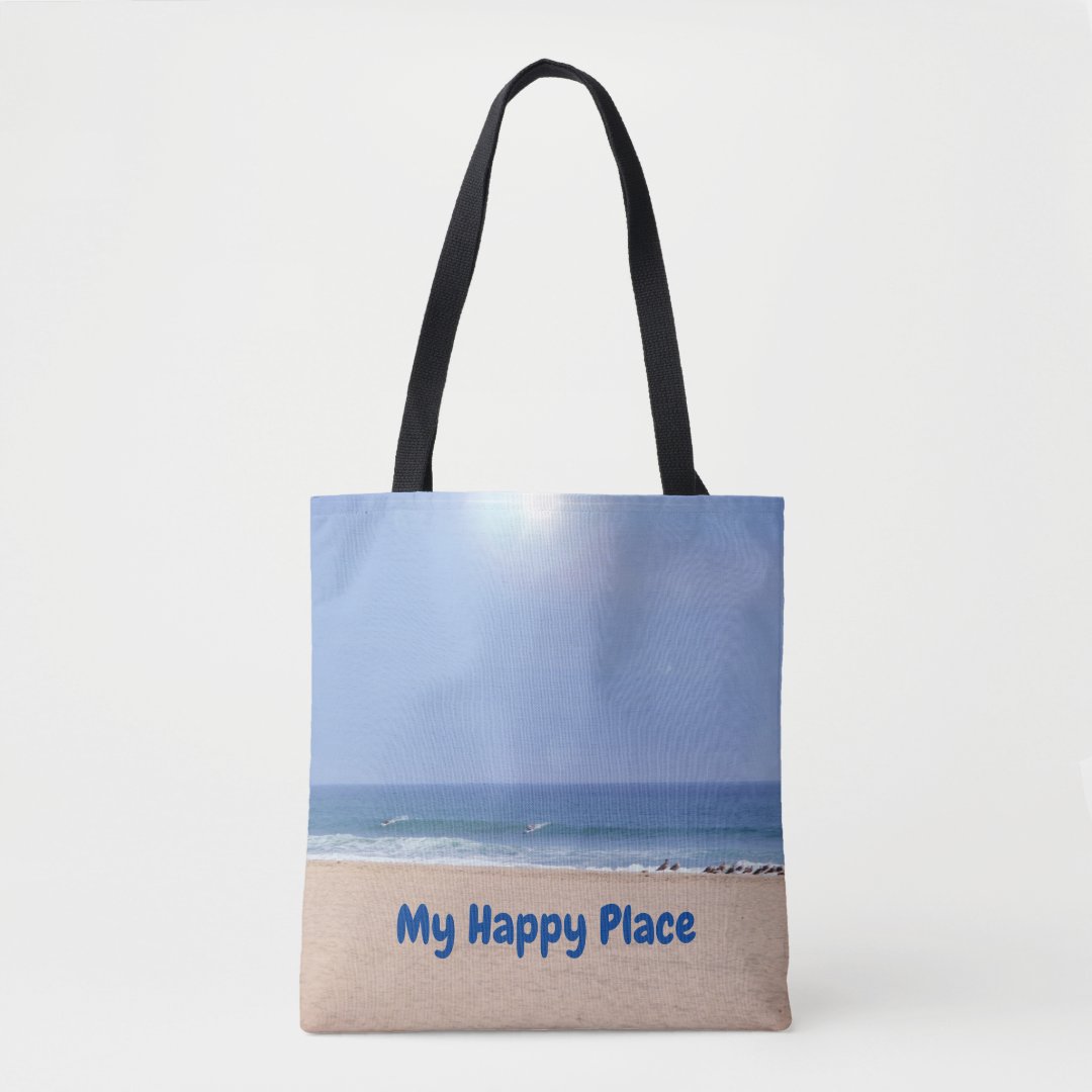 My Happy Place Beach Tote | Zazzle