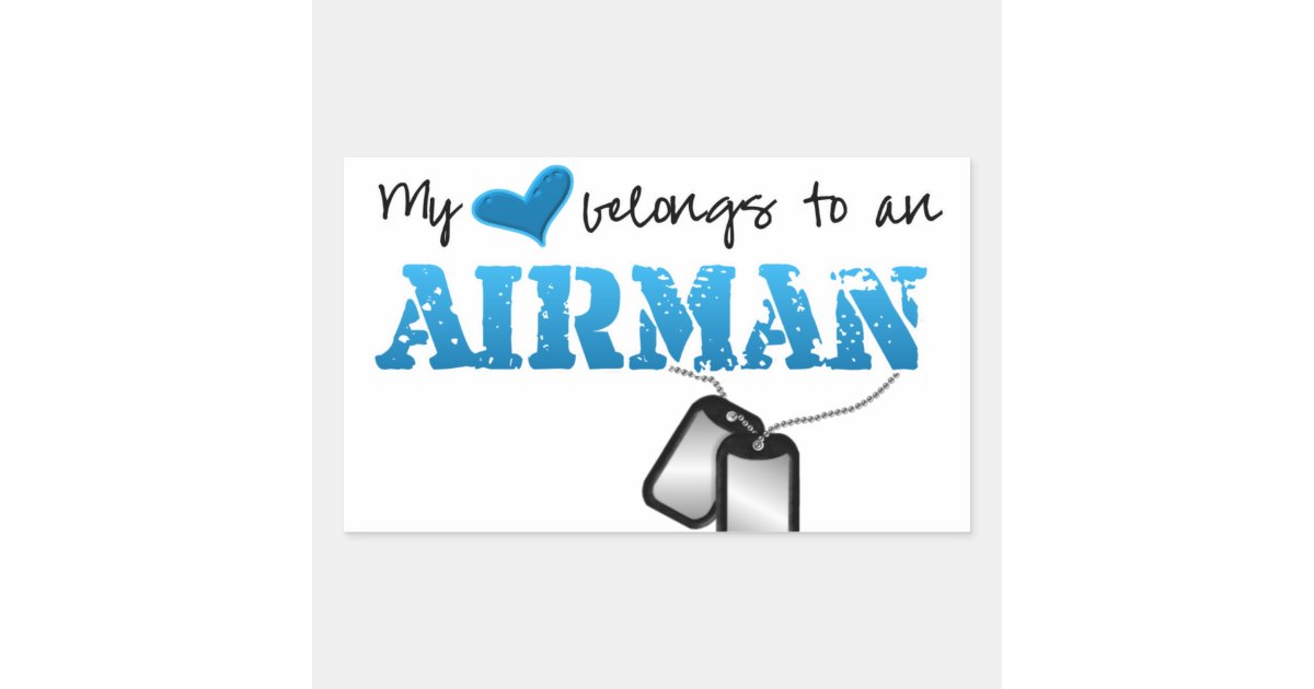 My Heart Belongs to an Airman Rectangular Sticker | Zazzle