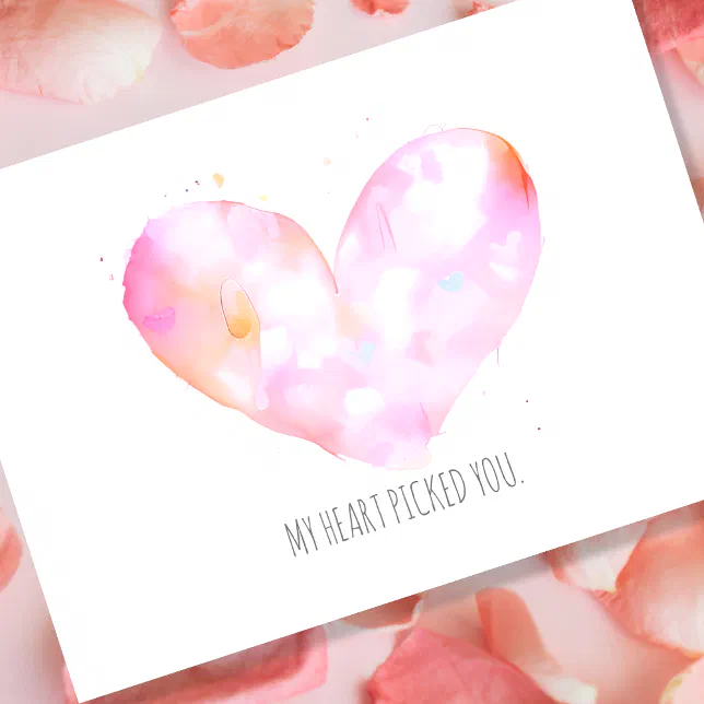 My Heart Picked You Custom Text Valentine's Card | Zazzle