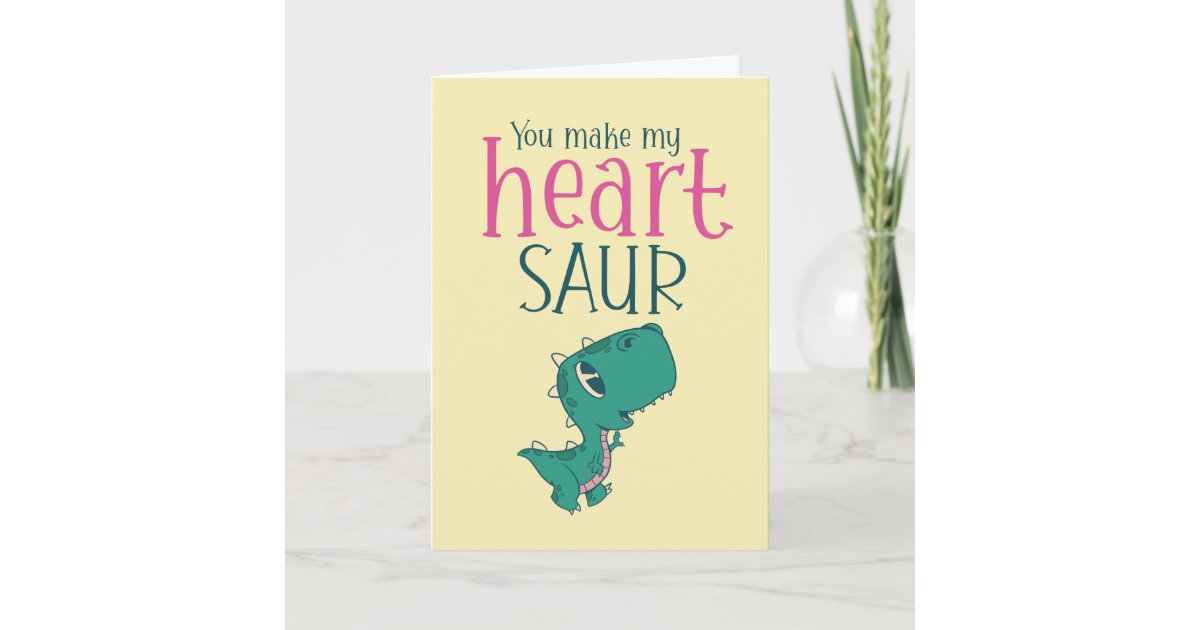 My Heart Saur Cute Dinosaur Funny Valentine's Day Holiday Card | Zazzle