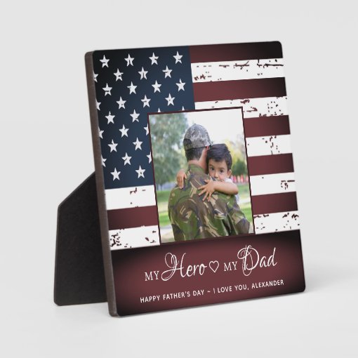 My Hero My Dad Army Military Fathers Day Photo Plaque | Zazzle