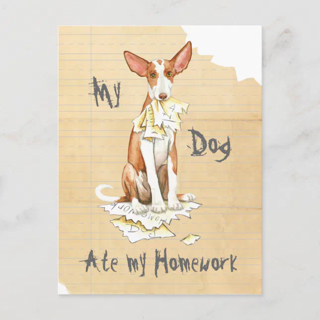 My Ibizan Hound Ate My Homework Postcard | Zazzle